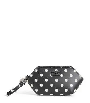 GANNI Recycled Leather Polka Dot Coin Purse - Black