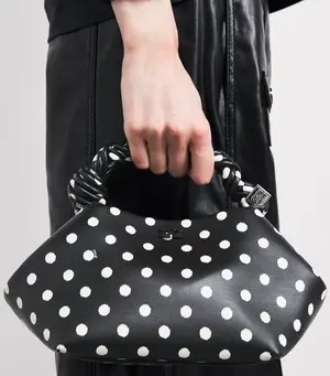 GANNI Small Polka-dot Bou Top-handle Bag - Black