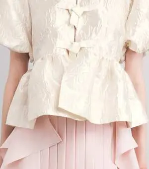 GANNI Satin Jacquard Peplum Blouse