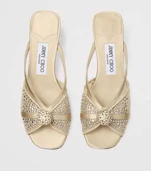 JIMMY CHOO Siva 50 Heeled Mules - Gold