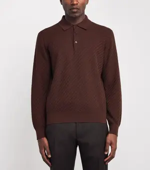 Brioni Cotton-silk-cashmere Woven Polo Shirt