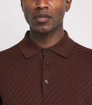 Brioni Cotton-silk-cashmere Woven Polo Shirt