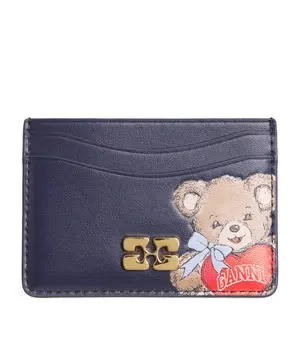 GANNI Recycled Leather Bou Card Holder - Black