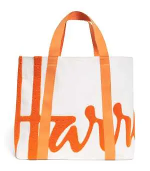 Harrods Cotton Logo Tote Bag - Ivory