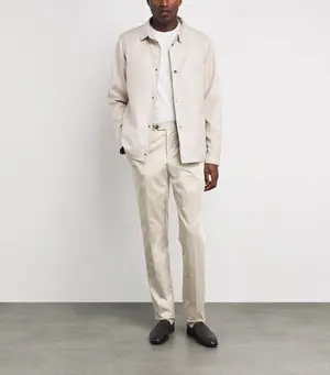 LARDINI Stretch-cotton Tailored Trousers - Beige