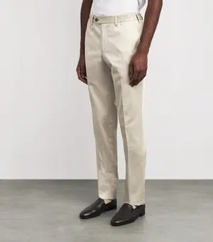 LARDINI Stretch-cotton Tailored Trousers - Beige