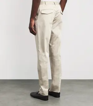 LARDINI Stretch-cotton Tailored Trousers - Beige