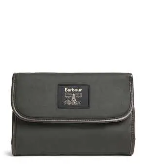 Barbour Wax Hanging Wash Bag - Green