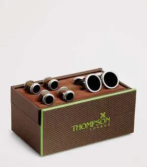 Tateossian Thompson Agate Cufflinks And Studs Set - Black