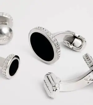 Tateossian Thompson Agate Cufflinks And Studs Set - Black