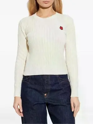 Kenzo Cable-knit Sweater With Flower Patch