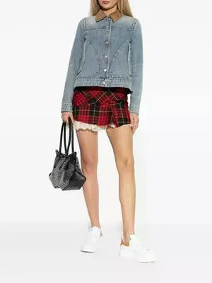 Alexander McQueen Tartan Ruffled Mini Skirt - Red
