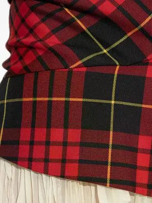 Alexander McQueen Tartan Ruffled Mini Skirt - Red