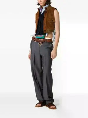 Miu Miu Buttoned Leather Vest - Brown