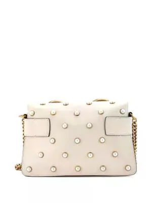 Gucci Broadway Pearly Bee Embellished Leather Mini Shoulder Bag - Neutrals