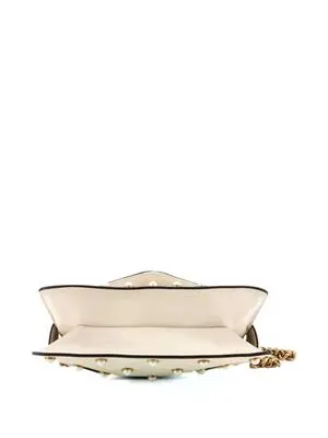 Gucci Broadway Pearly Bee Embellished Leather Mini Shoulder Bag - Neutrals