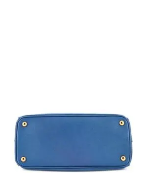 Prada Double Zip Lux Saffiano Leather Small Tote Bag - Blue