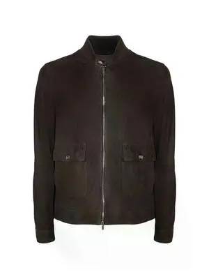 VOLFAGLI FIRENZE Plutone High-collar Suede Jacket - Brown