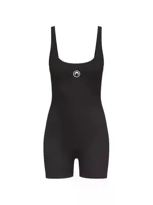 MARINE SERRE Moon Logo Ribbed Short Catsuit - Black