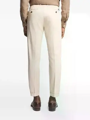 FAY Rolled-hem Capri Trousers - Neutrals