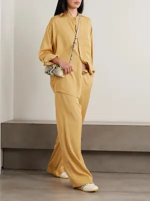SANDERLAK Satin-twill Wide-leg Pants