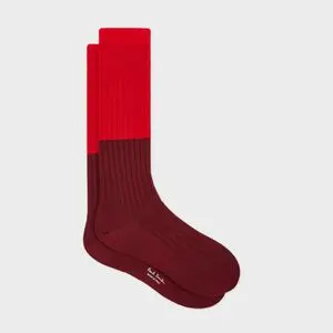 Paul Smith Ribbed Colour Block Socks - Red