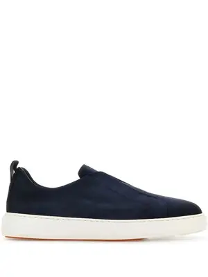 Santoni Nubuck Slip-on Sneakers - Blue