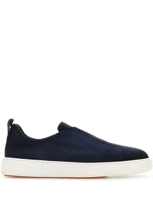 Santoni Nubuck Slip-on Sneakers - Blue