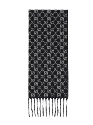 Gucci Gg Wool And Cashmere Scarf - Black