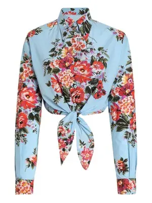 Dolce & Gabbana Floral Print Cotton Shirt - Sky Blue