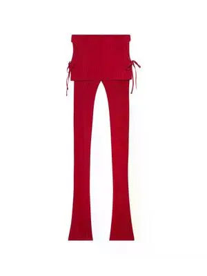 Blumarine Cut-out Ribbed-knit Leggings - Red