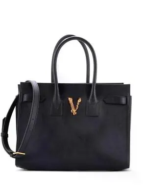 Versace Virtus Belted Leather Tote