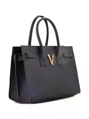 Versace Virtus Belted Leather Tote