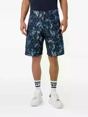 Philipp Plein Monogram-pattern Denim Shorts