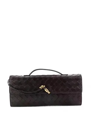 Bottega Veneta Andiamo Top Handle Intrecciato Nappa Long Clutch Bag - Brown