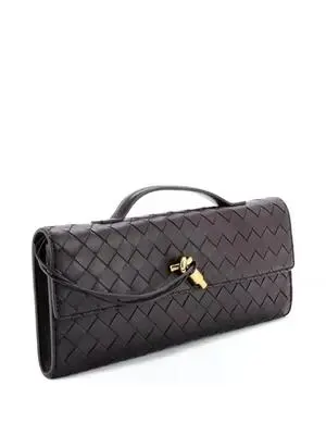 Bottega Veneta Andiamo Top Handle Intrecciato Nappa Long Clutch Bag - Brown