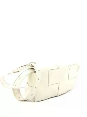 Bottega Veneta Cassette Maxi Intrecciato Leather Belt Bag - White