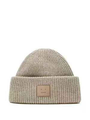 Acne Studios Square-patch Beanie Hat - Neutrals