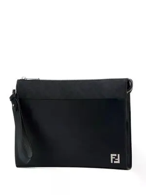 Fendi Ff-appliqué Clutch - Black