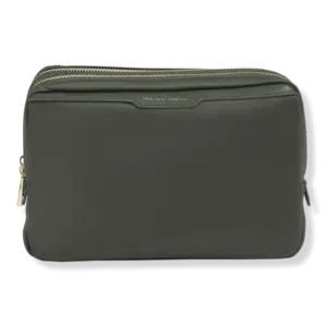House Of Harlow 1960 Twill Nylon Double Compartment Cosmetic Bag - Olive