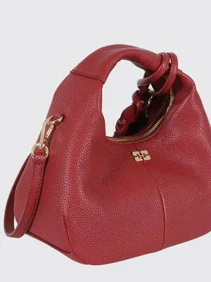 GANNI Textured Leather Handbag - Red