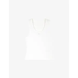 Maje Logo-embroidered Ribbed Tank Top - White