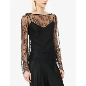 REFORMATION Marlow Sheer Lace Cropped Top