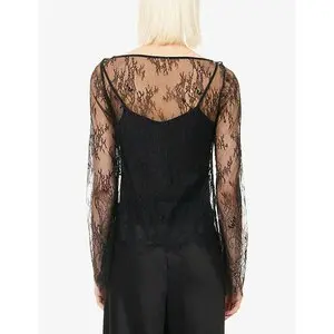 REFORMATION Marlow Sheer Lace Cropped Top
