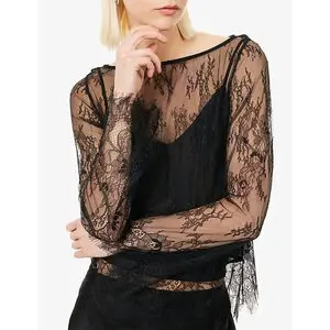 REFORMATION Marlow Sheer Lace Cropped Top