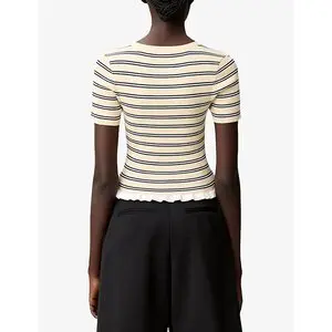 Claudie Pierlot Striped Ruffle Knitted Top