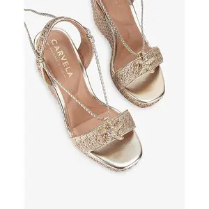 Carvela Marina High Wedge Raffia Sandals