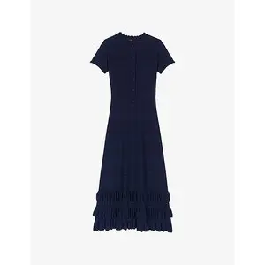 Maje Knitted Ruffled Maxi Dress