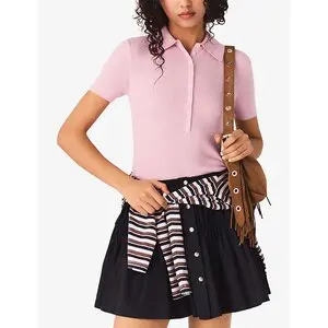 Maje Ribbed Wool And Silk Polo Jumper