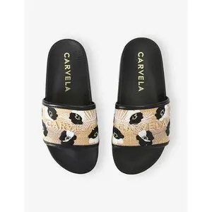Carvela Giorgia Flower Raffia Sliders